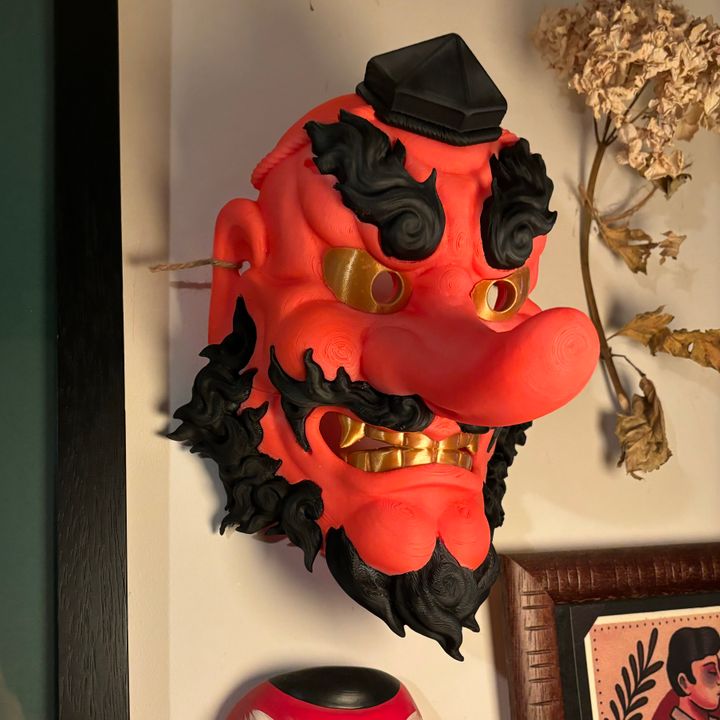 3D Printable Tengu Japanese mask by Golden Kaeru