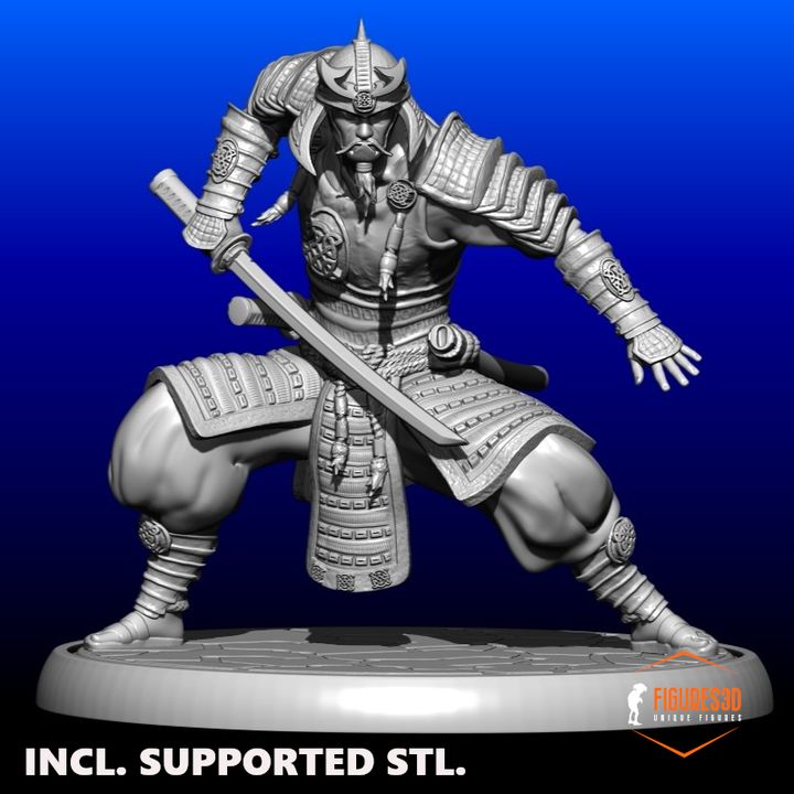 3D Printable samurai- pose 4 by Figures3d
