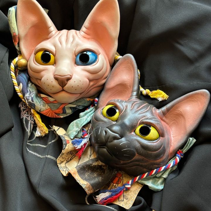 3D Printable Neko sphynx Japanese mask by Golden Kaeru