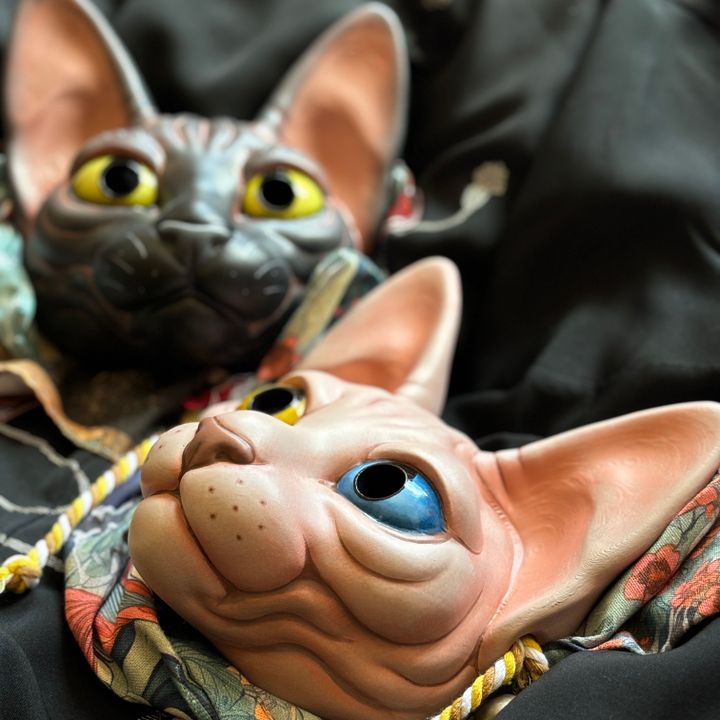 3D Printable Neko sphynx Japanese mask by Golden Kaeru