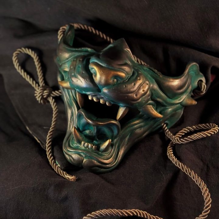 3D Printable Neko Hannya mempo Japanese mask by Golden Kaeru