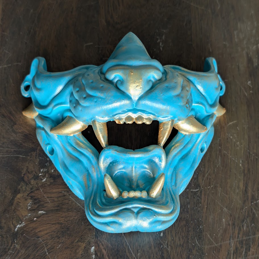 3D Printable Neko Hannya mempo Japanese mask by Golden Kaeru