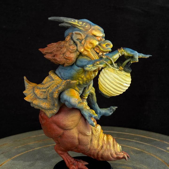3D Printable Oni riding yokai by Golden Kaeru