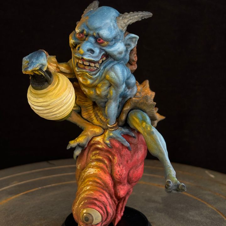 3D Printable Oni riding yokai by Golden Kaeru