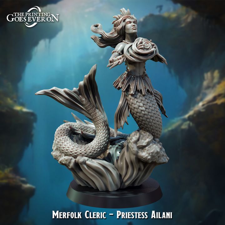 3D Printable Merfolk Cleric - Priestess Ailani - Presupported by The ...