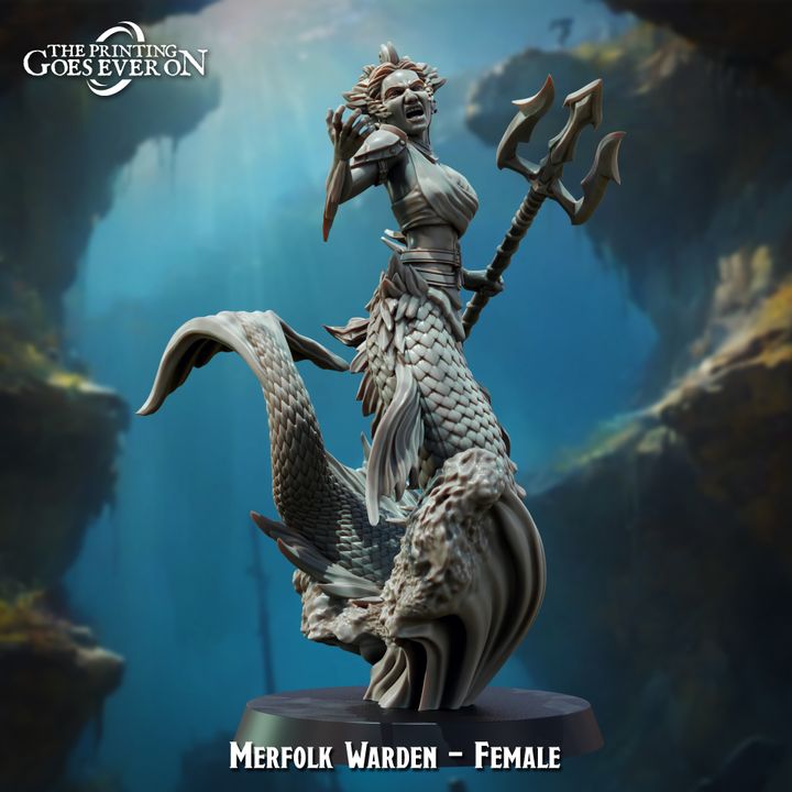 3D Printable Merfolk Wardens - Presupported by The Printing Goes Ever On