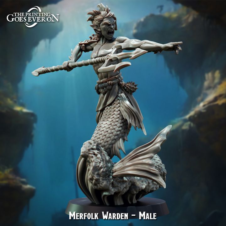 3D Printable Merfolk Wardens - Presupported by The Printing Goes Ever On