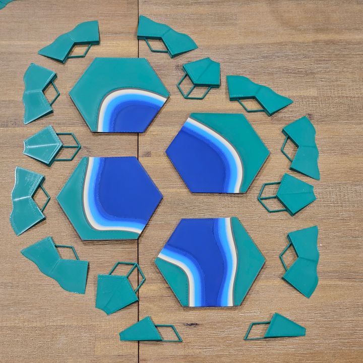 3D Printable Modular Hex Tiles - BYO Texture by Griffin Designs