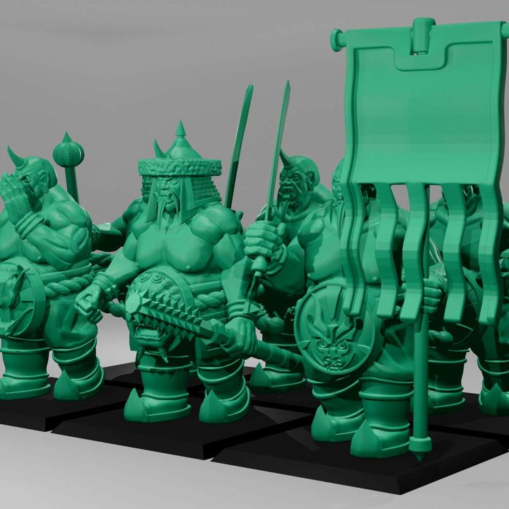 3D Printable Cathay Imperial Ogre Mercenaries by Cosmic Brother Miniatures