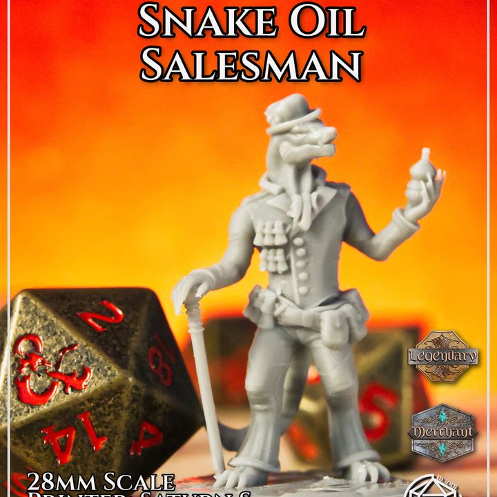 3D Printable Lizardfolk Snake Oil Salesman by M3DM