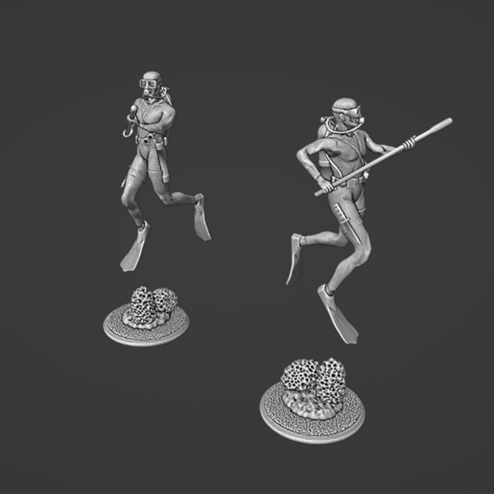 3D Printable Modern Scuba Diver with Bang Stick Miniature and Base by ...