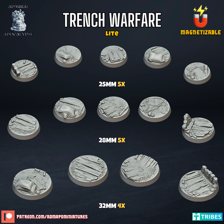 3D Printable Trench Warfare Bases and Toppers Lite (Pre-supported) by ...