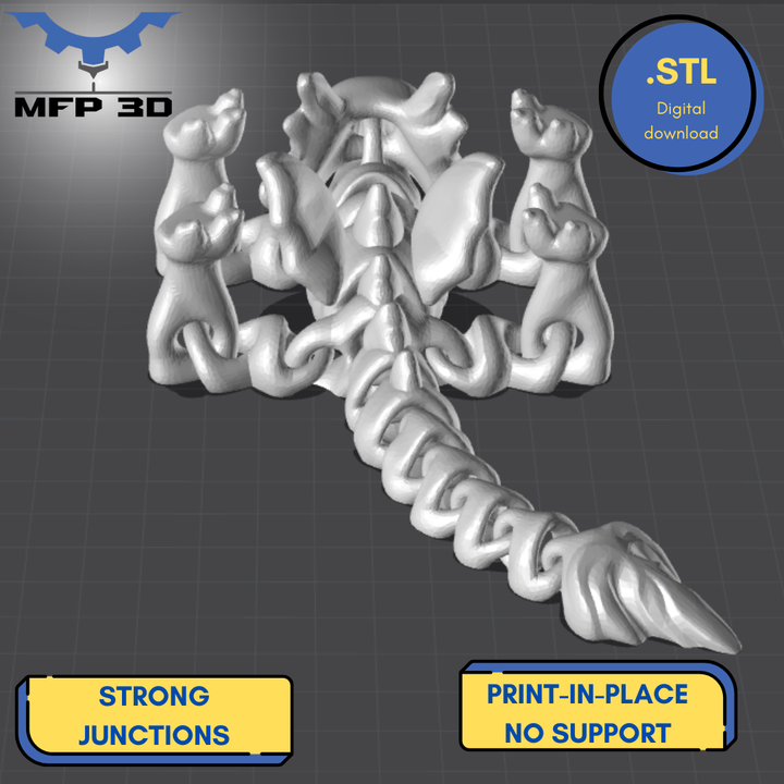 3D Printable ARTICULATED VERTEBREA DRAGON PHASE 2 MFP3D -NO SUPPORT ...