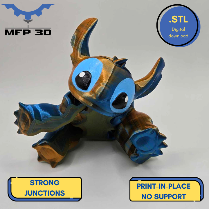 3D Printable ARTICULATED STITCH MFP3D -NO SUPPORT - PRINT IN PLACE ...