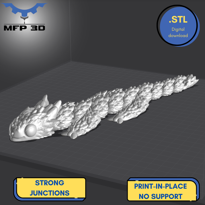 3D Printable ARTICULATED SCALY DRAGON MFP3D -NO SUPPORT - PRINT IN ...