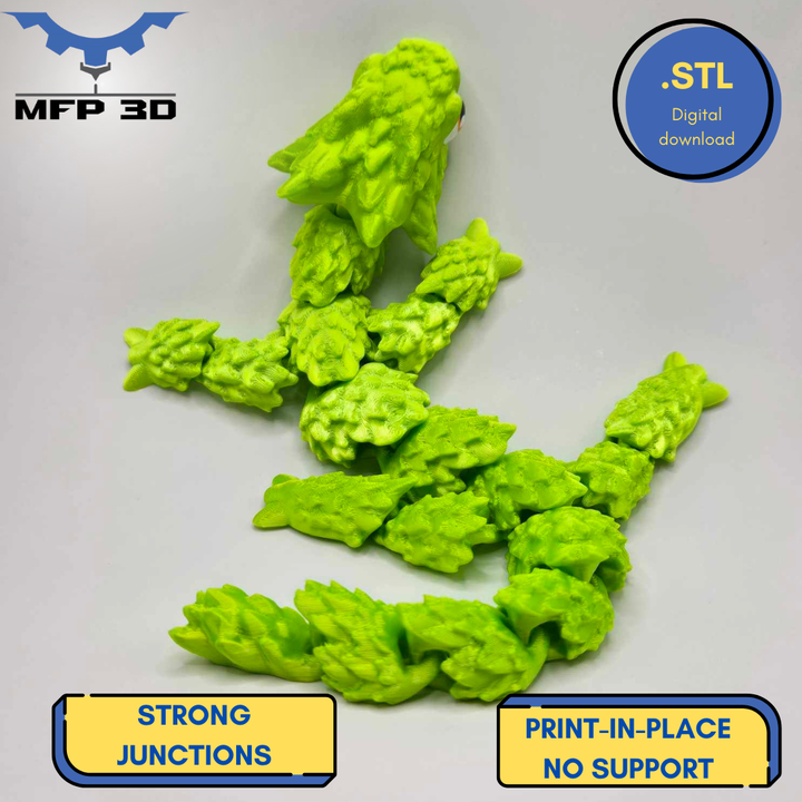 3D Printable ARTICULATED SCALY DRAGON MFP3D -NO SUPPORT - PRINT IN ...