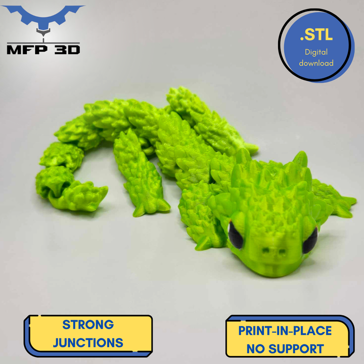 3D Printable ARTICULATED SCALY DRAGON MFP3D -NO SUPPORT - PRINT IN ...