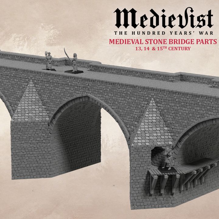 3D Printable Medieval stone bridge, main parts, 13th, 14th and 15th ...