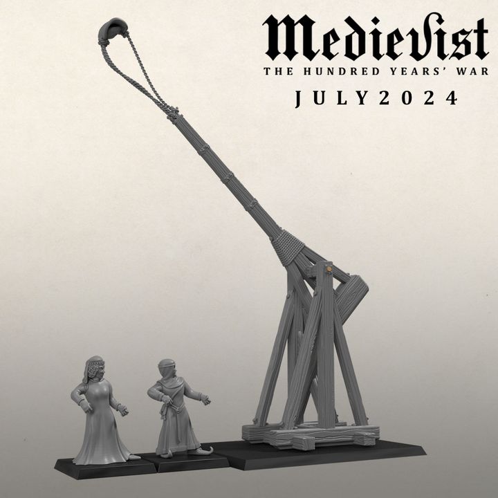 3D Printable Medieval mangonel or traction trebuchet, 14th and 15th ...