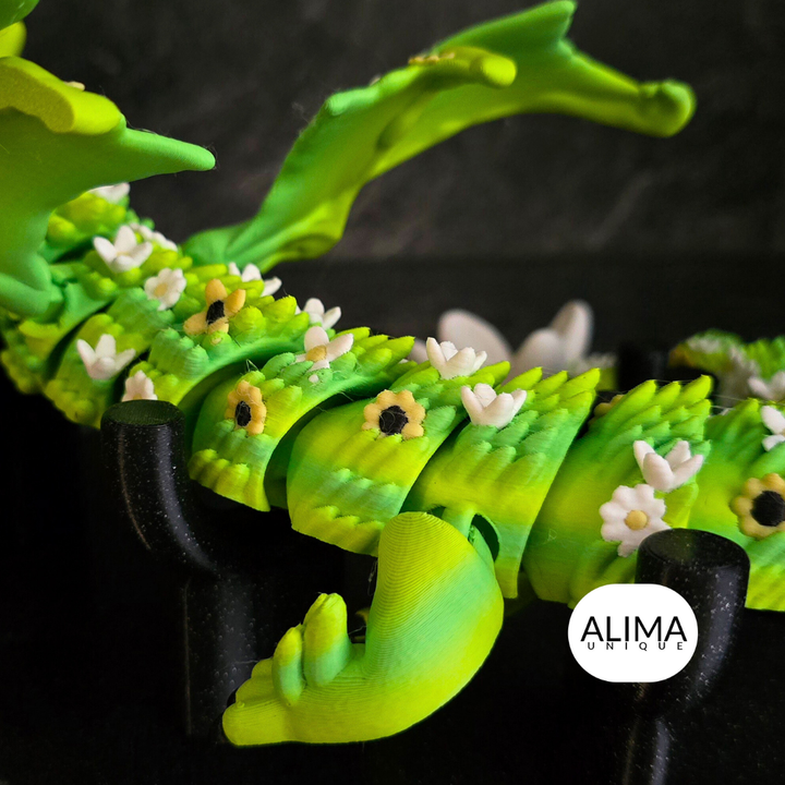 3D Printable Flower Meadow Dragon / Flexi / Large by ALIMA UNIQUE DESIGNS