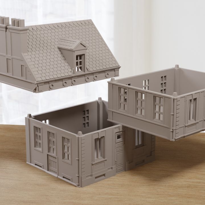3D Printable Normandy Row Cottage TS13 - Miniature Wargaming French ...
