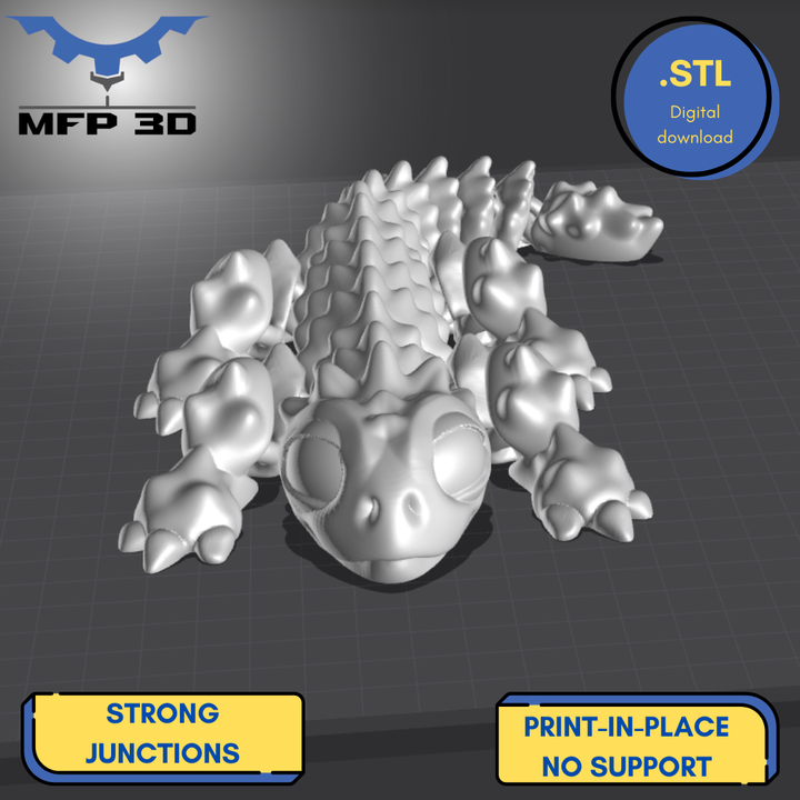 3D Printable ARTICULATED BABY LIZARD MFP3D -NO SUPPORT - PRINT IN PLACE ...