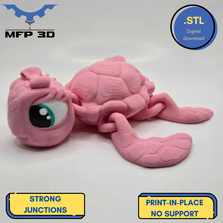 3D Printable ARTICULATED FEMALE TURTLE MFP3D -NO SUPPORT - PRINT IN ...