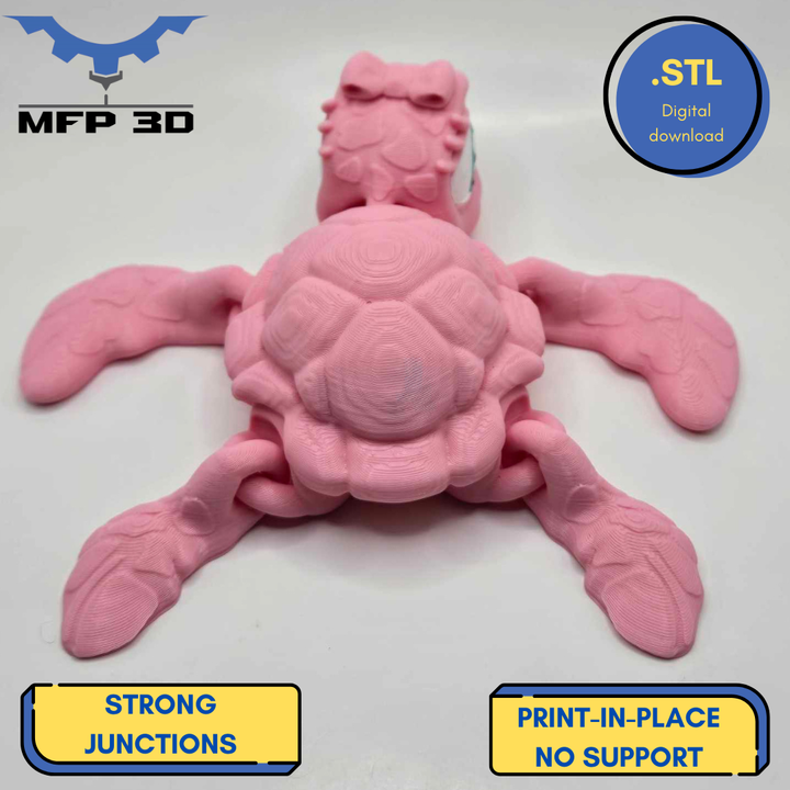 3D Printable ARTICULATED FEMALE TURTLE MFP3D -NO SUPPORT - PRINT IN ...