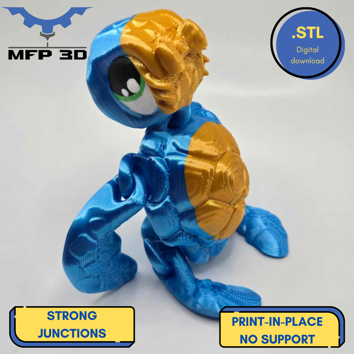 3D Printable ARTICULATED FEMALE TURTLE MFP3D -NO SUPPORT - PRINT IN ...