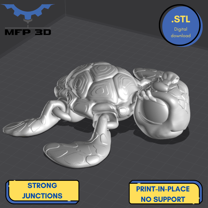 3D Printable ARTICULATED FEMALE TURTLE MFP3D -NO SUPPORT - PRINT IN ...