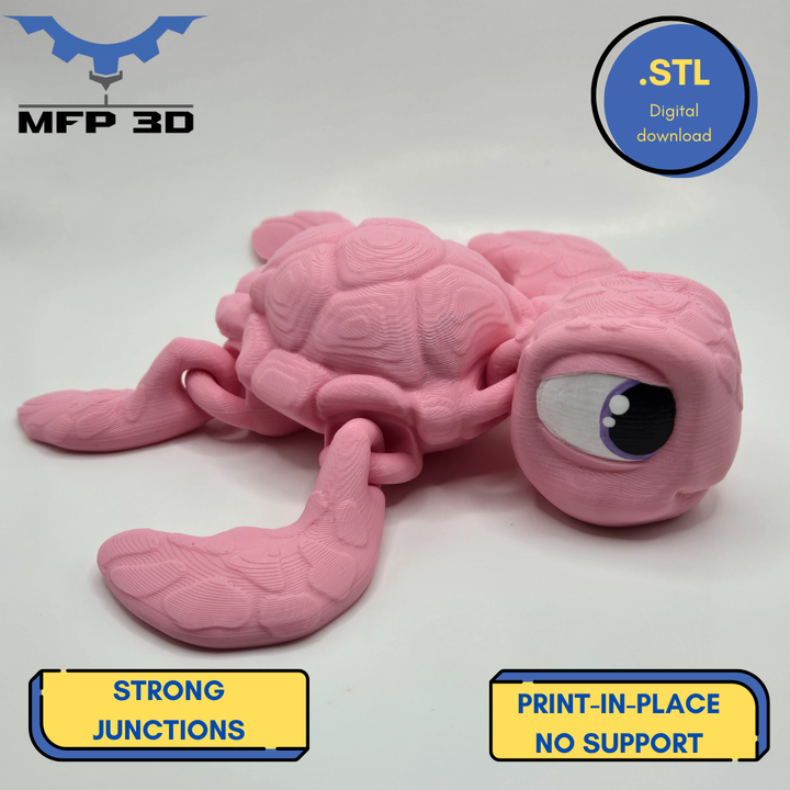 3D Printable ARTICULATED TURTLE MFP3D -NO SUPPORT - PRINT IN PLACE ...