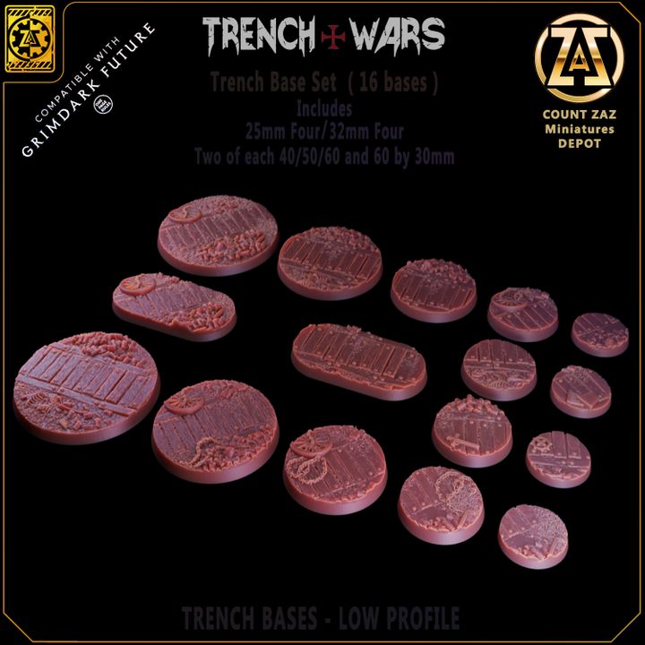 3D Printable Trench Bases - 25/ 32/ 40/ 50/ 60mm and 30 by 60mm ...