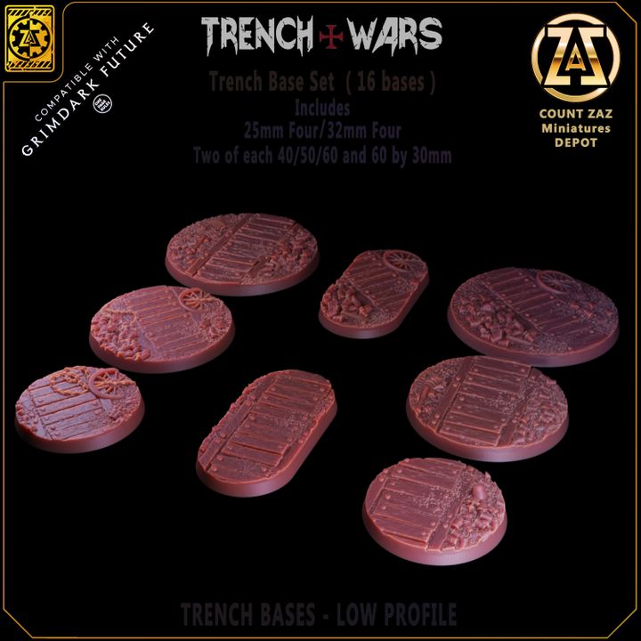 3D Printable Trench Bases - 25/ 32/ 40/ 50/ 60mm and 30 by 60mm ...