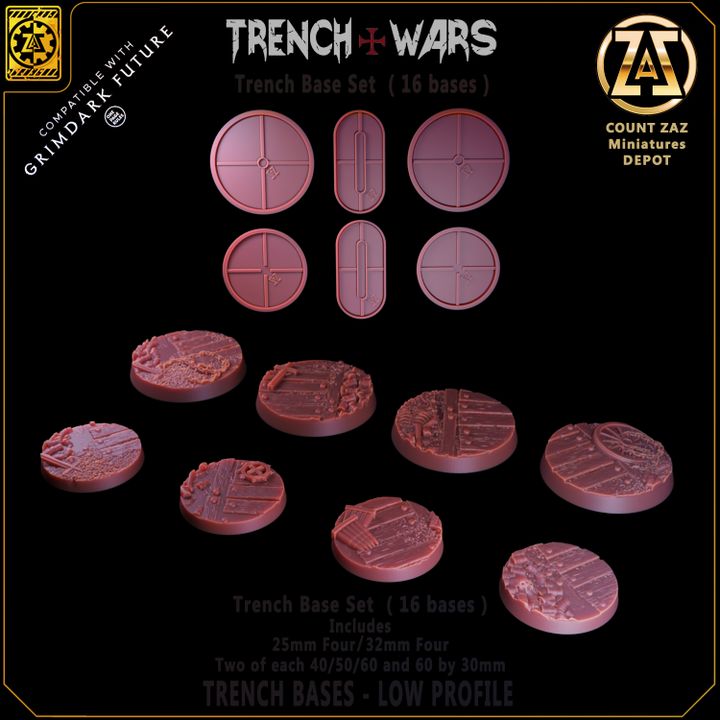 3D Printable Trench Bases - 25/ 32/ 40/ 50/ 60mm and 30 by 60mm ...
