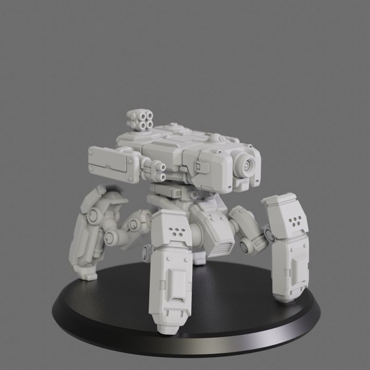 3D Printable Quaddo the Quad Mech by Alan Blackwell