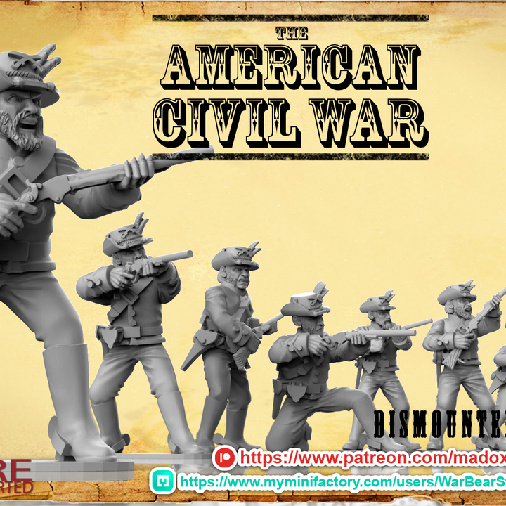 3D Printable ACW Union Cavalry by BattleCat Miniatures