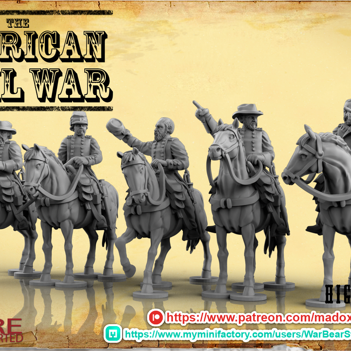 3D Printable ACW Union High Command by BattleCat Miniatures