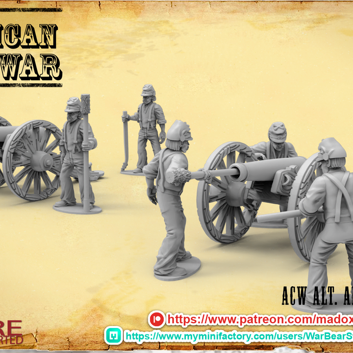 3D Printable ACW Union Alt Artillery Crew by BattleCat Miniatures