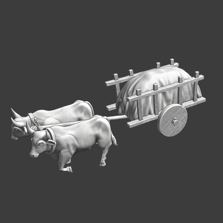 3D Printable Medieval oxen wagon set - Wargaming scenery by Northern ...