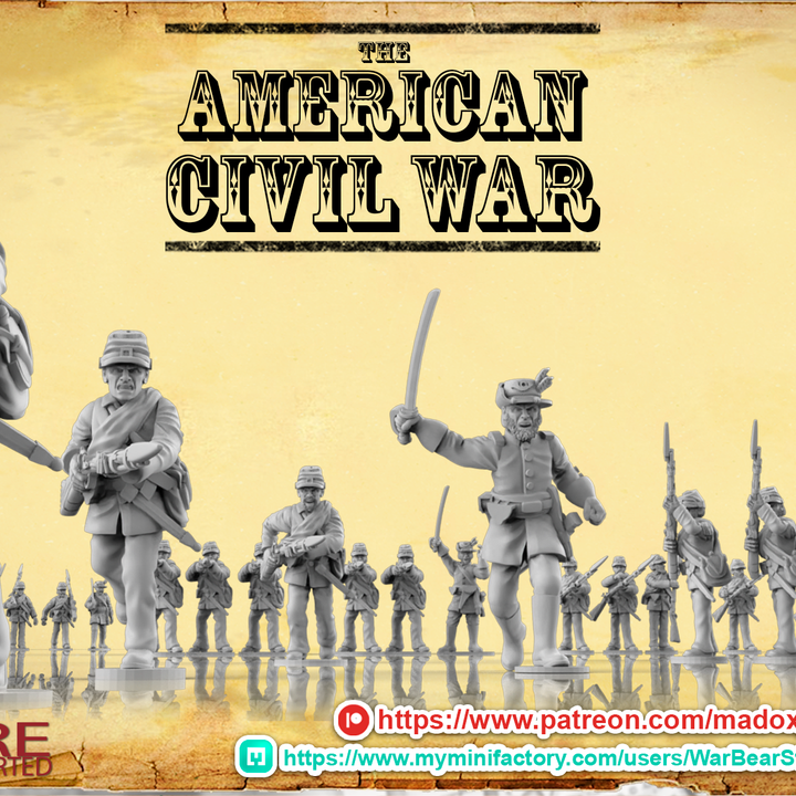 3D Printable ACW Union Infantry by BattleCat Miniatures