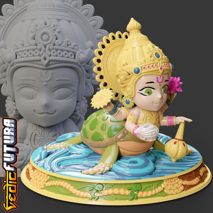 3D Printable Chibi Kurma-Vishnu's Tortoise Avatar by VedicFutura