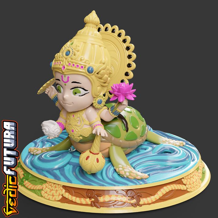 3D Printable Chibi Kurma-Vishnu's Tortoise Avatar by VedicFutura
