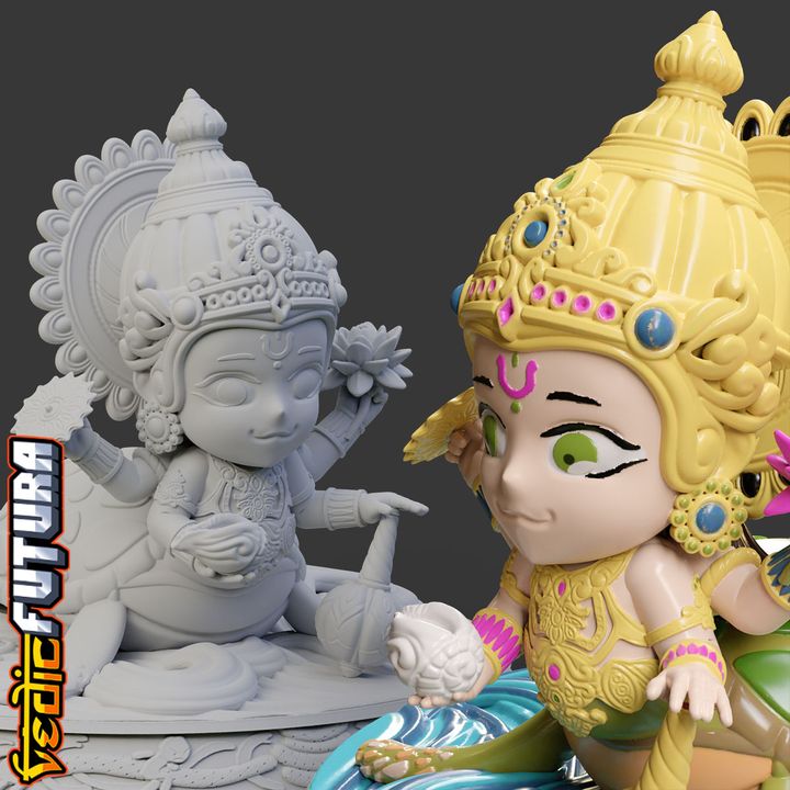 3D Printable Chibi Kurma-Vishnu's Tortoise Avatar by VedicFutura