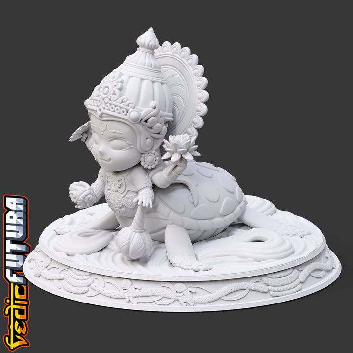 3D Printable Chibi Kurma-Vishnu's Tortoise Avatar by VedicFutura