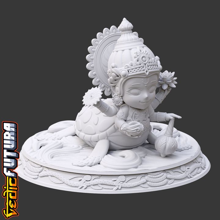 3D Printable Chibi Kurma-Vishnu's Tortoise Avatar by VedicFutura