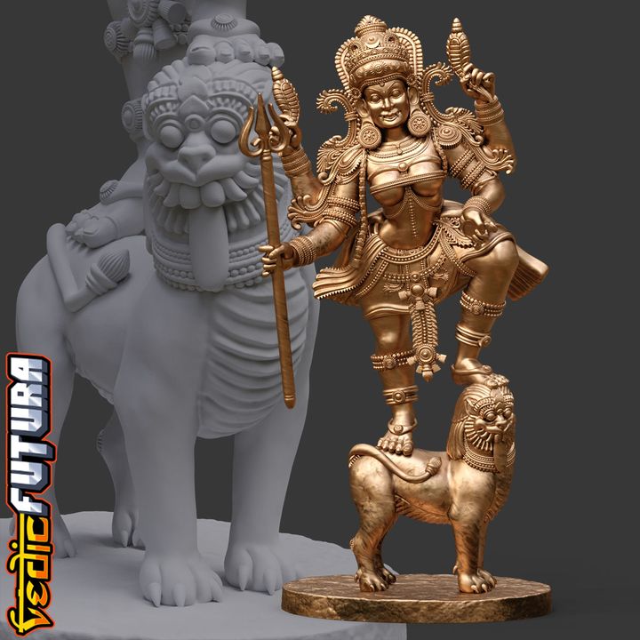 3D Printable Durga The Fierce Protector on the Lion (Restoration) by ...