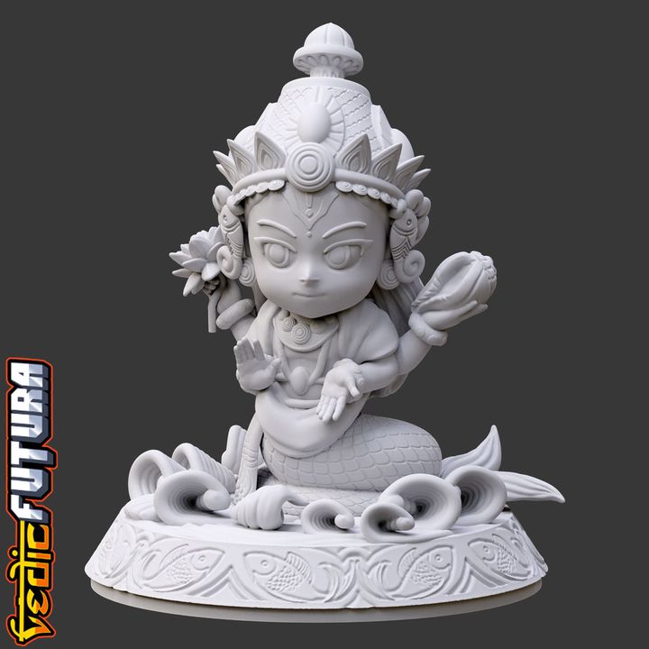 3D Printable Chibi Matsya: Vishnu’s First Avatar by VedicFutura