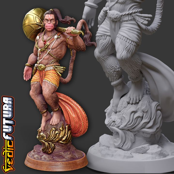 3D Printable Hanuman: The Divine Warrior by VedicFutura