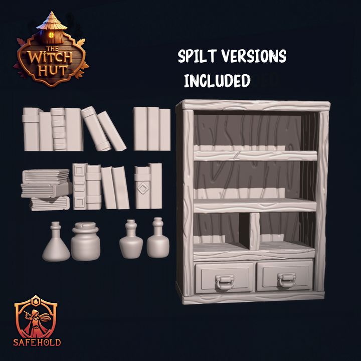 3D Printable The Witch Hut: Book Shelf Set by Safehold