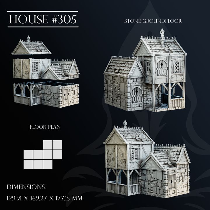 3D Printable Townscape House #305 by Tainted Saint Miniatures